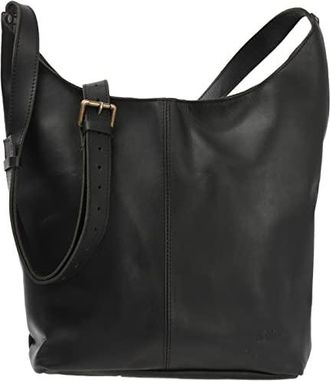 Leconi Besace en Cuir pour Dames - Sac à Épaule Pratique Style Vintage - Shopper 34x34x11cm Noir LE0055-wax