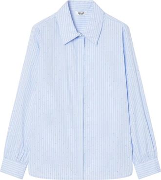Liu Jo Femme, Blouses et Chemises, Bleu, Taille: 40 FR Chemise en popeline avec micro-strass