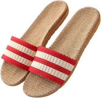 Garneck Pantoufles D&eacute;contract&eacute;es &agrave; Bout Ouvert Femmes, Eva Respirant, Semelle &Eacute;paisse Antid&eacute;rapante, Taille 35-36, Int&eacute;rieur Maison Bureau Salon, Rouge