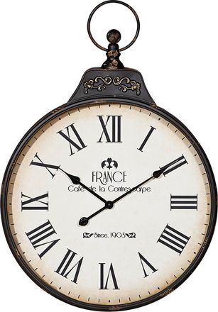 Ambia Home Wanduhr, Schwarz, Wei&szlig;, Holz, Metall, Glas, 60x86x6 cm, Dekoration, Uhren, Wanduhren