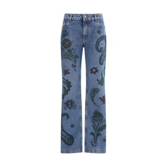 Etro Blumen- und Bienenmuster Flare Jeans - - Jeans - Damen - Blau - W27