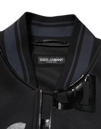 Dolce & Gabbana Logo-Embroidered Wool Bomber Jacket - Black