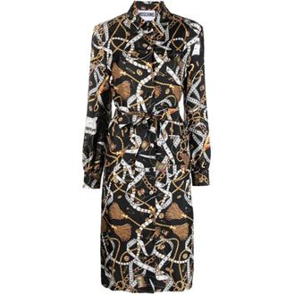 Moschino Seiden-Midi-Kleid mit grafischem Druck - - Dresses - Damen - Braun - S