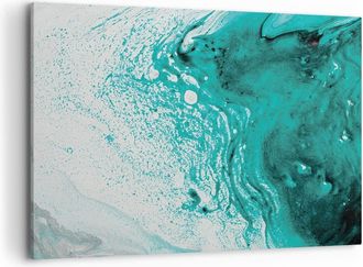 Arttor Bilder auf Leinwand 100x70cm Leinwandbild Abstraktion Türkis Flüssigkeit Groß Wanddeko Bild Schlafzimmer Küche Deko Wandbilder Dekoration Wohnzimmer W