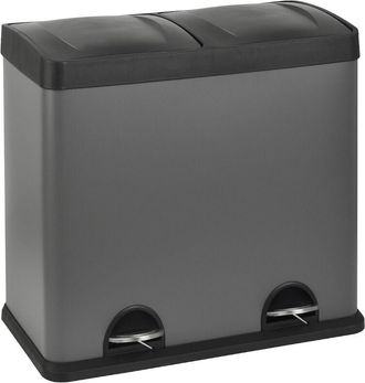 SVITA Svita - T2X24 Poubelle en inox Corbeille à papier Poubelle de tri 48L grise