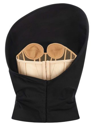 Magda Butrym Off-the-Shoulder Cotton Bustier Top - Black