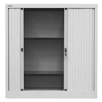 Bisley Rollladenschrank EuroTambour, 2 Fachböden, 2,5 OH, Metall, Lg645 Rollladen/Korpus Lichtgrau, 43 x 80 x 103 cm