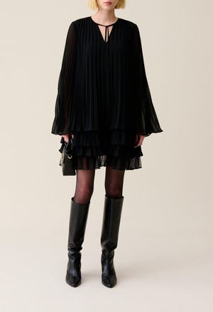 Claudie Pierlot Robe courte noire volant&eacute;e