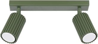 Sollux Lighting Plafonnier LED - Spot de Plafond - en Aluminium - 2 Abat-jours - 30 x 6,5 x 16,5 cm - Karbon Vert Olive