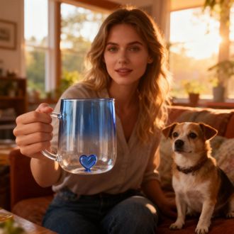 Generic Glas-Kaffeetassen-Set - 3D-Herz-Design, Trinkgl&auml;ser, Tasse, rosa Farbverl&auml;ufe, Glas mit 3D-Herzverlauf, 400 ml Glasbecher f&uuml;r hei&szlig;e Getr&auml;nke, f&uuml;r Reis