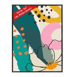 Wackadoo Poster Abstrakt Bunt mit Bilderrahmen 30x40 cm gerahmtes Bild mit rahmen picture frame