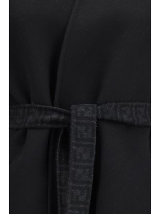 Fendi FF Zucca Wool Coat - Black