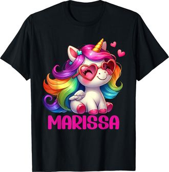 BDAZ Marissa Personalisierter Name Buntes Einhorn Frauen M&auml;dchen T-Shirt