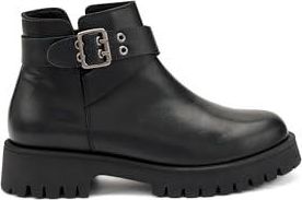 Frau Bottines en cuir avec semelle wagon, Noir, 40 EU