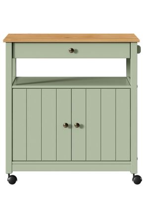 Livetastic Servierwagen, Braun, Olivgr&uuml;n, Metall, Pinie, massiv, 1 Schubladen, rechteckig, 85x90.6x40 cm, Esszimmer, Barm&ouml;bel, Barwagen