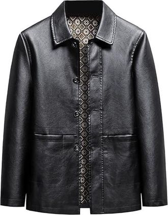 Generic Blazer en cuir pour homme, veste blazer en similicuir pour homme, coupe ajust&eacute;e, tenue d&eacute;contract&eacute;e et professionnelle, noir, taille XXL