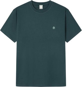 Springfield Herren Basic Ss T-Shirt with Tree Embroidery Besticktes, gr&uuml;n, L