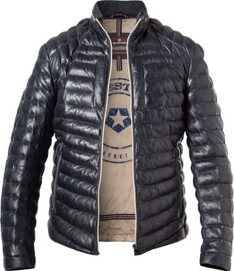 Milestone Herren Lederjacke blau unifarben