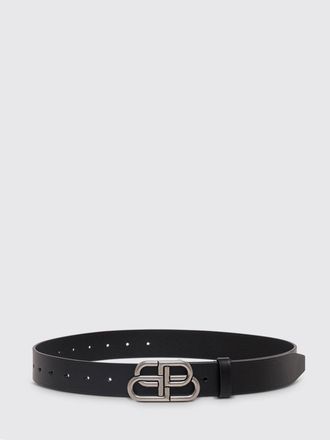 Balenciaga Ceinture r&eacute;glable en cuir de veau avec boucle monogramme BB