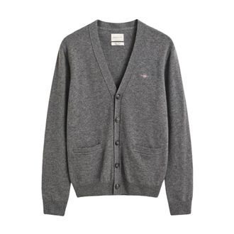 GANT Cardigan &agrave; col en V - Homme - Pulls - Gris - Taille: 3XL