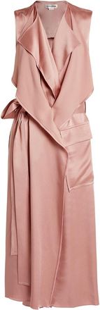 Victoria Beckham Cutout Hammered-Satin Midi Wrap Dress Size S