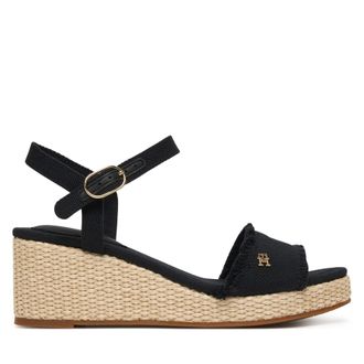 Tommy Hilfiger Sandalen Tommy Hilfiger Mid Woven Wedge Espad Fringe FW0FW09470 Schwarz