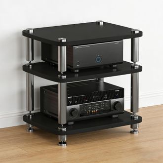 Generic HiFi Regal Heimkino-Audio-Rack-St&auml;nder mit 4 Regalen, multifunktionales stapelbares Audio-Komponenten-Rack mit sto&szlig;d&auml;mpfenden Fu&szlig;rasten, perfekt for H