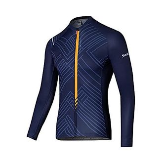 Santic Maillot Cyclisme Homme Manches Longues Vetement Cycliste pour VTT vélos de Route avec Poche Bleu EU XXXL
