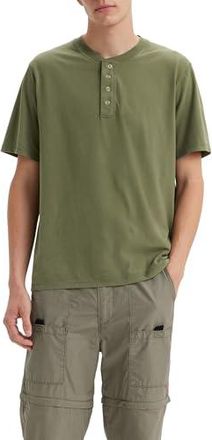 Levi's Short-Sleeve Button Henley Chemise, Bleu Olive, L Hommes