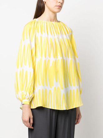 Kiton Womens Abstract-Print Silk Blouse Ss23 W
