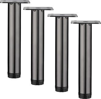 Generic Schwarze Sofabeine Aus Metall (10, 12, 13 cm) - Ersatz F&uuml;r M&ouml;bel Wie B&uuml;cherregale, Tische, Schr&auml;nke, Kommoden Mit Verstellbaren, Rutschfesten Fu&szlig;kappe