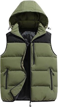 Feoya Doudoune sans Manches Homme Gilet Matelass&eacute; avec Capuche Amovible Veste dhiver sans Manches Pour le Cyclisme, la Course &agrave; Pied et la Randonn&eacute;e au Quot