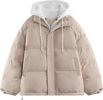 Generic Doudoune surdimensionn&eacute;e pour femme avec doublure en polaire - Manteau ample dhiver pour femme - Coupe-vent et chaud pour temps froid et humide, blanc