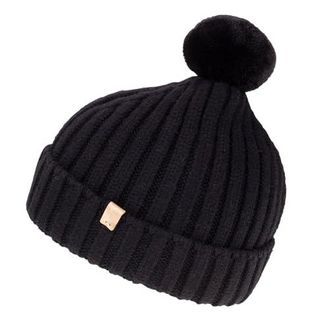 Isotoner Bonnet Femme Ultra Doux, Pompom Imitation Fourrure, Taille Unique, TU, Noir