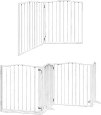 vidaXL 12-tlg. Hundetor mit T&uuml;r Faltbar Wei&szlig; 960 cm Pappelholz vidaXL