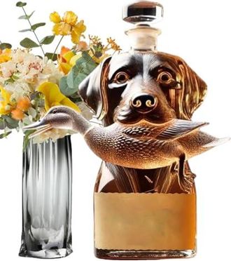 Generic D&eacute;canteur &agrave; whisky | Carafe &agrave; d&eacute;canter en tequila pour chien de chasse avec support pour boissons | R&eacute;cipient herm&eacute;tique pour alcool avec statue de ch