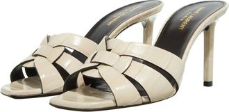 Saint Laurent Sandalen - Tribute 85 Mule Sandals - Gr. 38 (EU) - in Creme - f&uuml;r Damen