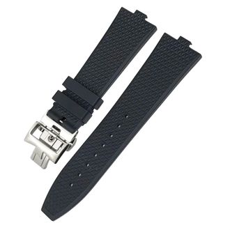 Generic Konvexe Gummi-Uhrenarmb&auml;nder, 24 x 7 mm, passend f&uuml;r Schnellwechsel-Ger&auml;te, blau-schwarz-orangefarbenes Armband