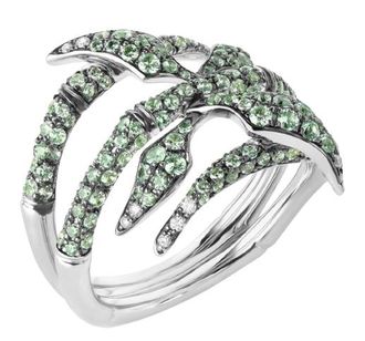 Stephen Webster Atelier Swarovski x Stephen Webster Gold, Lab-Grown Diamond and Sapphire Bamboo Ring