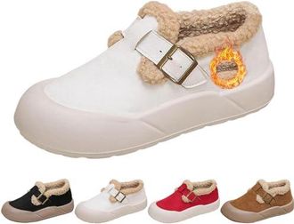 Generic Bottes dhiver chaudes doublées de polaire pour femme, intérieur en peluche, antidérapantes, pour le travail et la maison, blanc, 37.5 EU