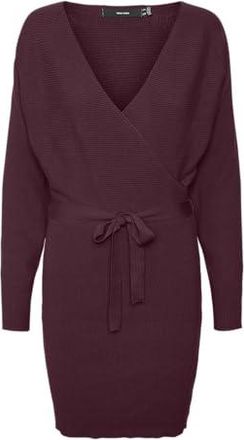 Vero Moda VMHOLLYREM LS V-Neck Dress GA Noos Robe, Vinetasting, L Femme