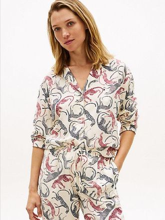 Tommy Hilfiger Chemise de pyjama &agrave; drapeau brod&eacute;