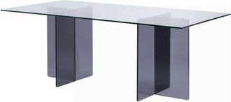 Vente-Unique Table à manger 8 personnes en verre trempé - Transparent et anthracite - BYLENA
