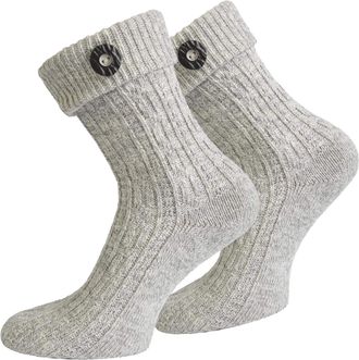 Normani Leinen Socken Kniebundstrumpf Trachtensocken Farbe Silbermelange mit Knopf Größe 39/42