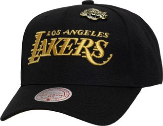 Mitchell & Ness NBA Pinned Gold Pro Crown Snapback Cap Los Angeles Lakers Black
