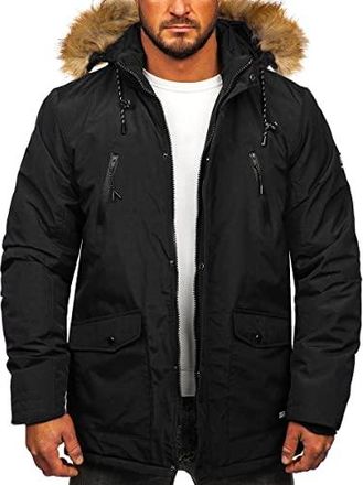 BOLF Homme Veste dhiver Double Parka avec capuche Blouson a capuche Manteau Bordure en fourrure Longue Coupe Chaleur dautomne loisir Outdoor Casual Style W