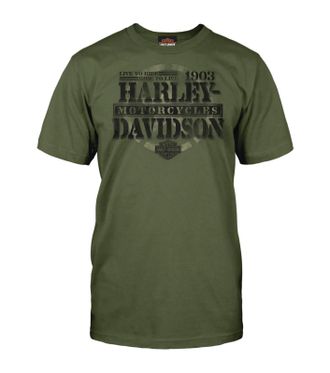 Harley-Davidson Harley-Davidson Military - Herren-T-Shirt, kurzärmelig, Militärgrün - Overseas Tour | Honor, Militär, Grün, Klein
