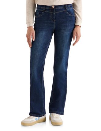Cecil Damen 3716110 Bootcut Jeans, Dark Blue Wash, 32W / 30L EU
