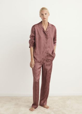 Mango Jacquard-Satin-Pyjamahemd braun - Damen - S - MANGO