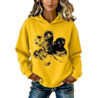 Generic HUIFUAO Sweat &agrave; capuche pour femme avec tr&egrave;fle amusant pour femme Costume irlandais de St Paddys Day Vert Irlande Tr&egrave;fle Chemise Vacances Haut &agrave; manch